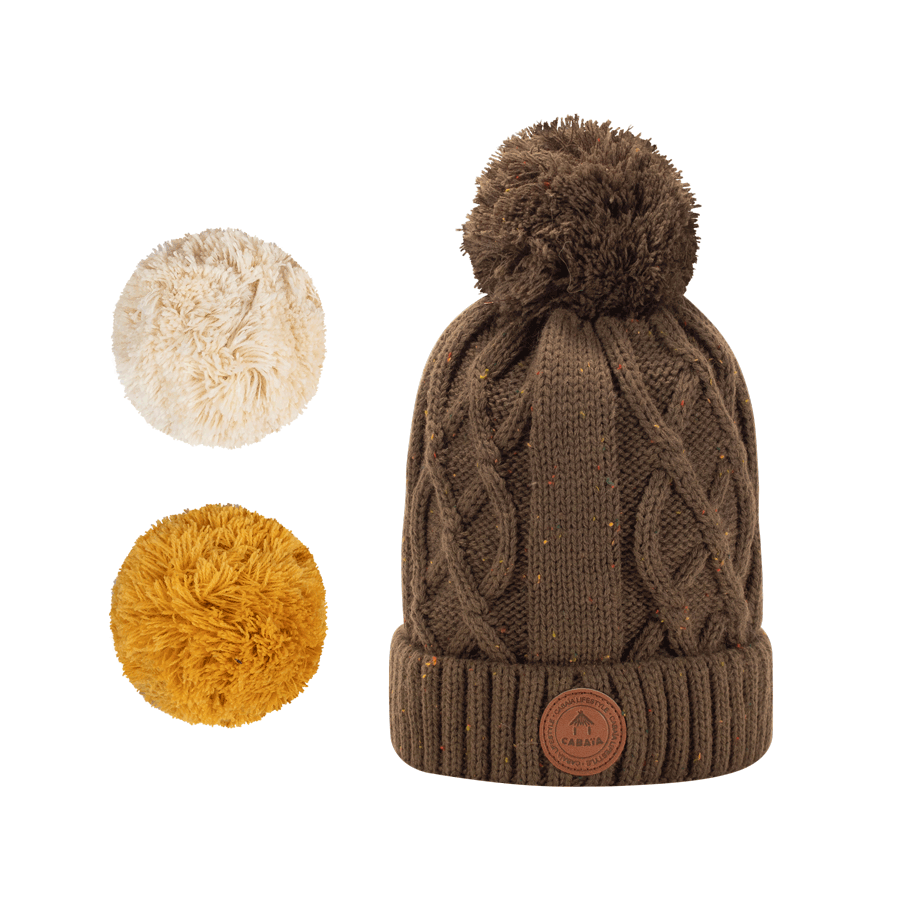 Beanie with interchangeable bobbles lined and integrated fleece band Cabaia