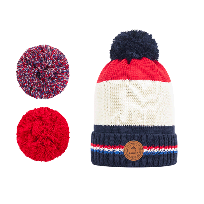 Beanie with interchangeable bobbles lined and integrated fleece band Cabaia