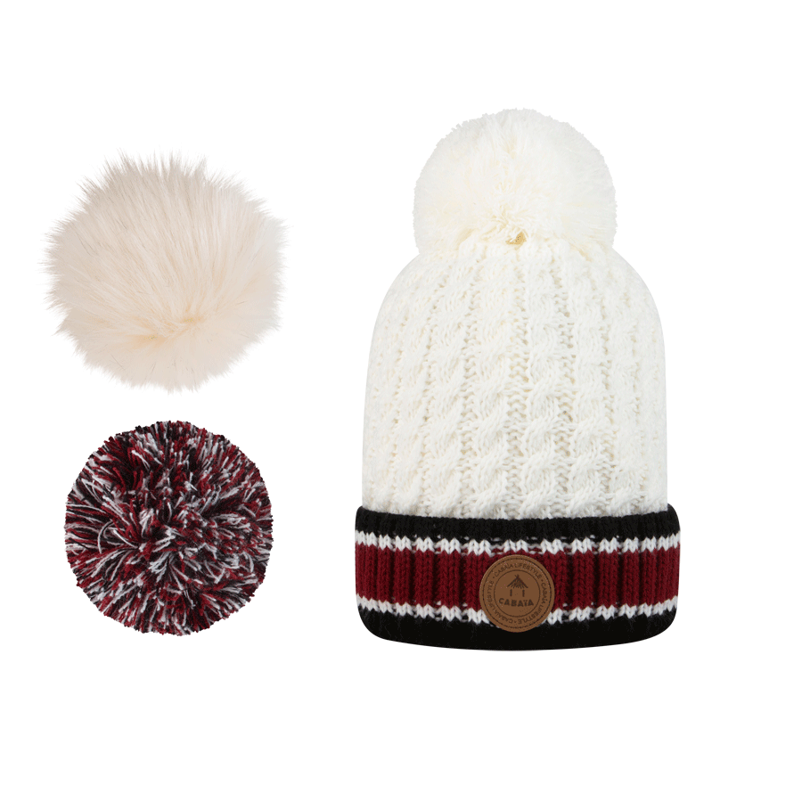 Beanie with interchangeable bobbles lined and integrated fleece band Cabaia