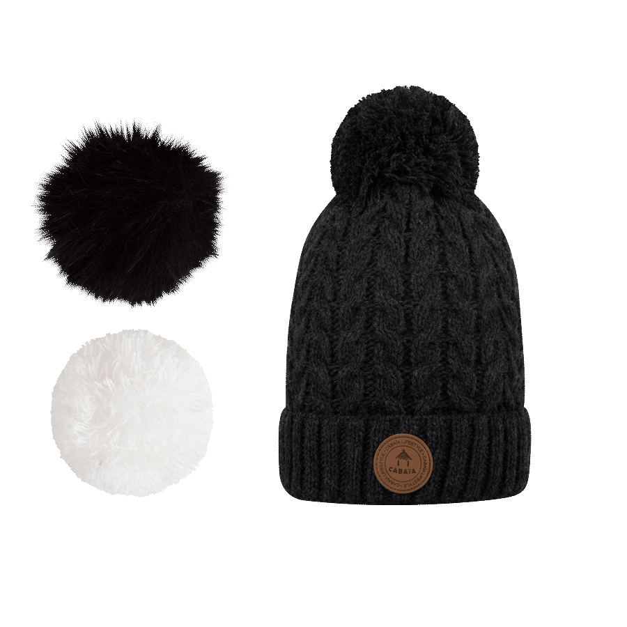 Beanie with interchangeable bobbles lined and integrated fleece band Cabaia