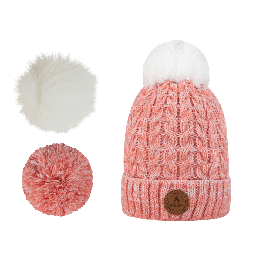 Beanie with interchangeable bobbles lined and integrated fleece band Cabaia