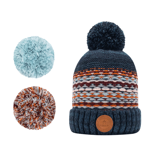 Beanie with interchangeable bobbles lined and integrated fleece band Cabaia